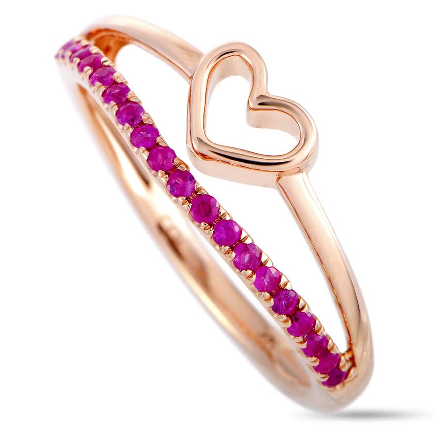 Lb Exclusive 14K Rose Gold Ruby Heart Ring RC4-11128RRU - Jewelry, LB ...