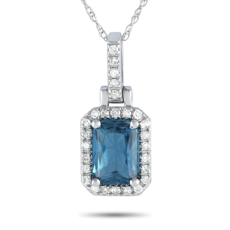 Lb Exclusive 14K White Gold 0.12ct Diamond and Blue Topaz Pendant ...