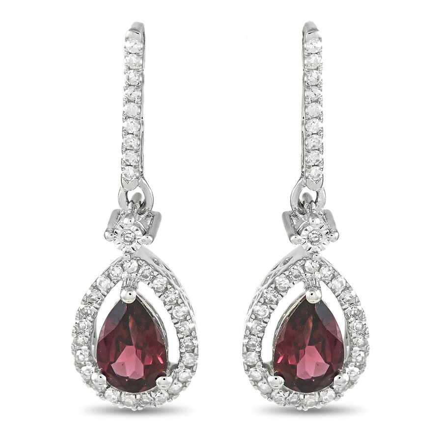 Lb Exclusive 14K White Gold 0.20 ct Diamond and Garnet Dangle Earrings ER4-15061WGR-W - Jewelry ...