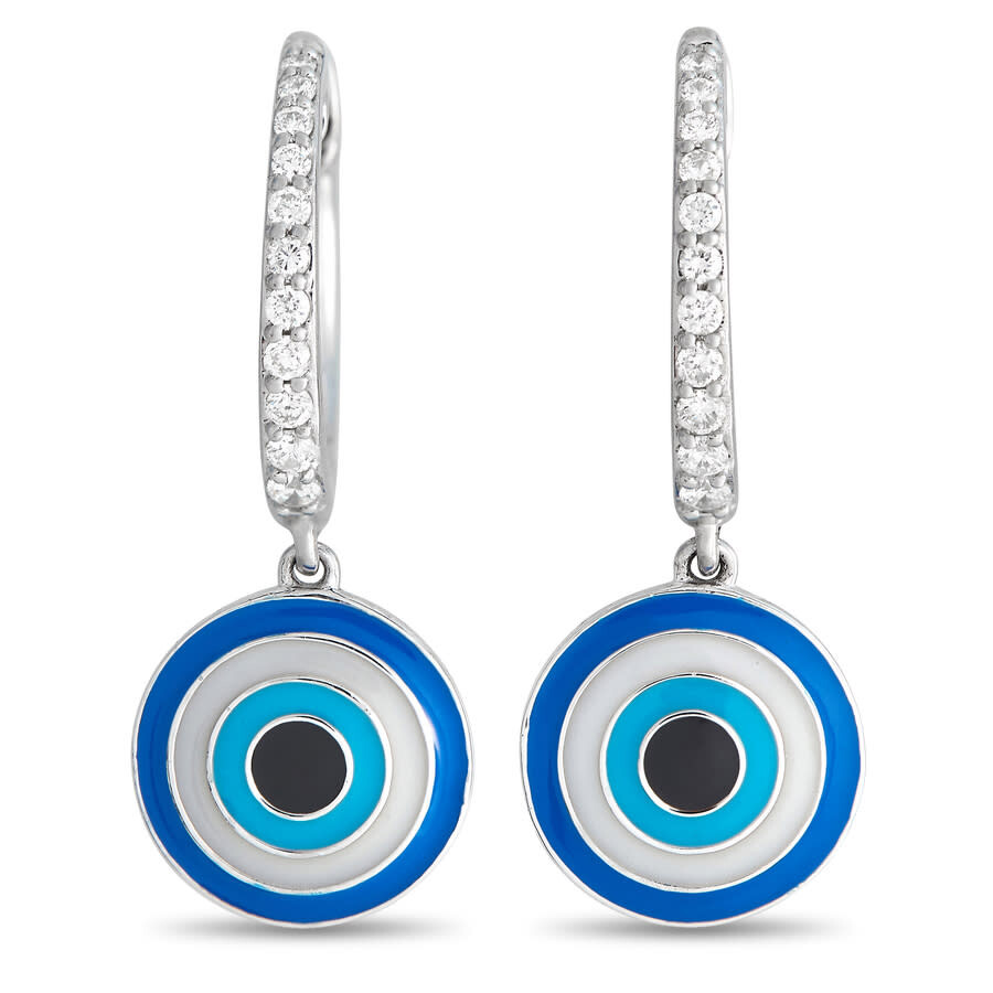 Lb Exclusive 14K White Gold 0.22 ct Diamond Evil Eye Drop Earrings ...