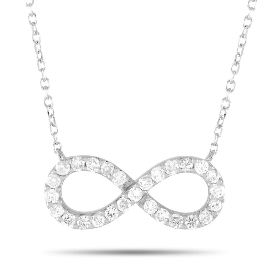 Lb Exclusive 14K White Gold 0.30ct Diamond Infinity Symbol Necklace ANK ...