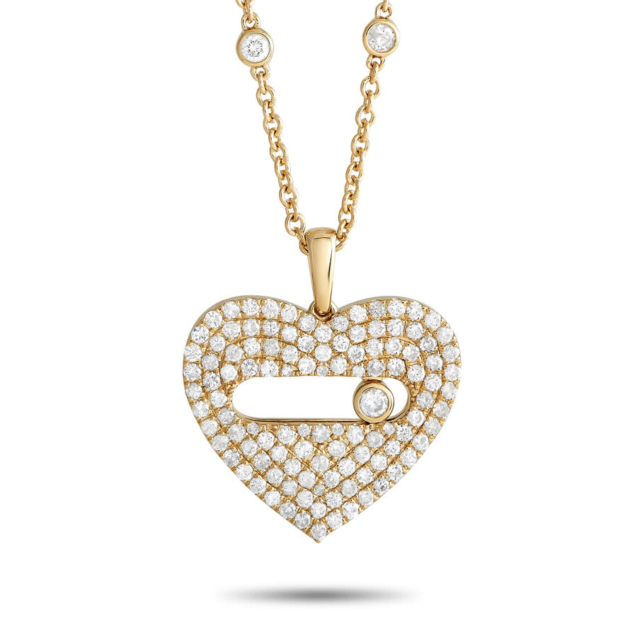 Lb Exclusive 14K Yellow Gold 2.10ct Diamond Pav Heart Necklace PN15247 ...