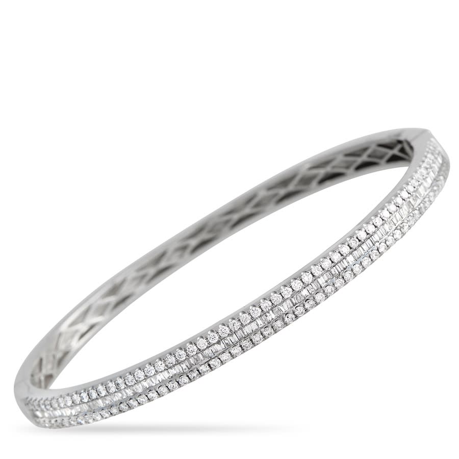Lb Exclusive 18K White Gold 1.70 ct Diamond Bangle Bracelet ALB-14794 ...