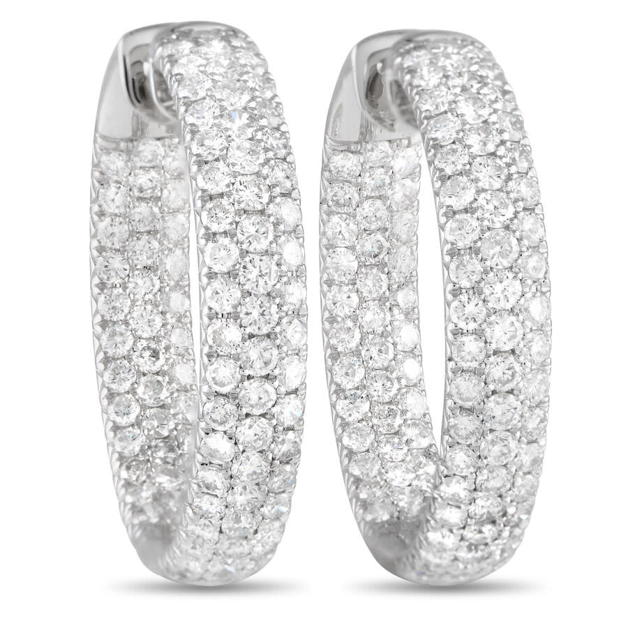 Lb Exclusive 18K White Gold 5.30ct Diamond Inside Out Hoop Earrings AER ...