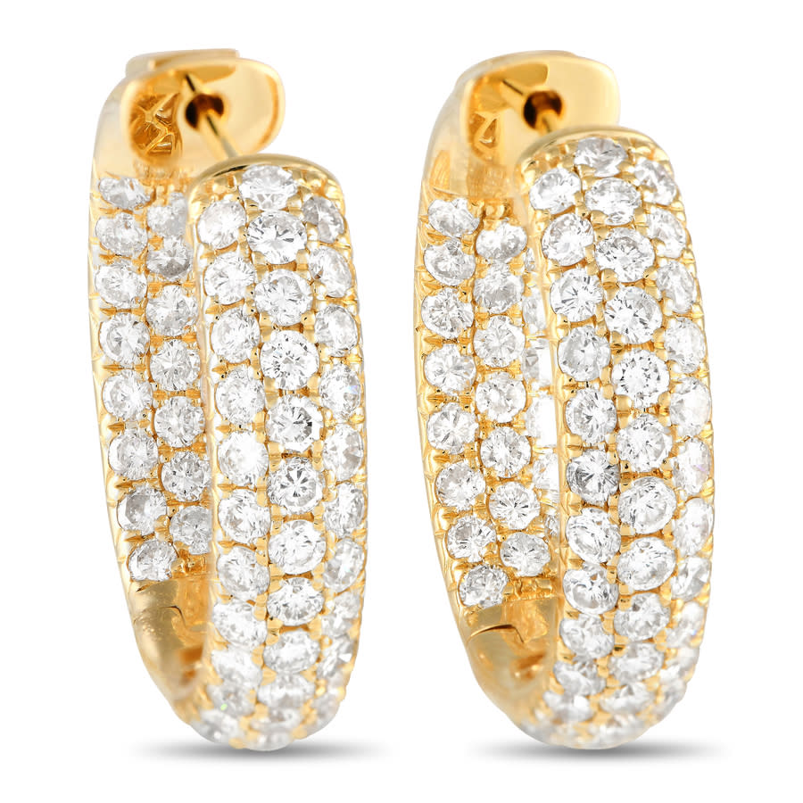 Lb Exclusive 18K Yellow Gold 3.05ct Diamond Inside Out Hoop Earrings ...