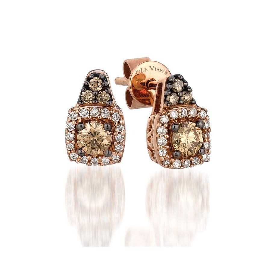 Le Vian Ladies Chocolate Solitaire Earrings set in 14K Strawberry Gold ...