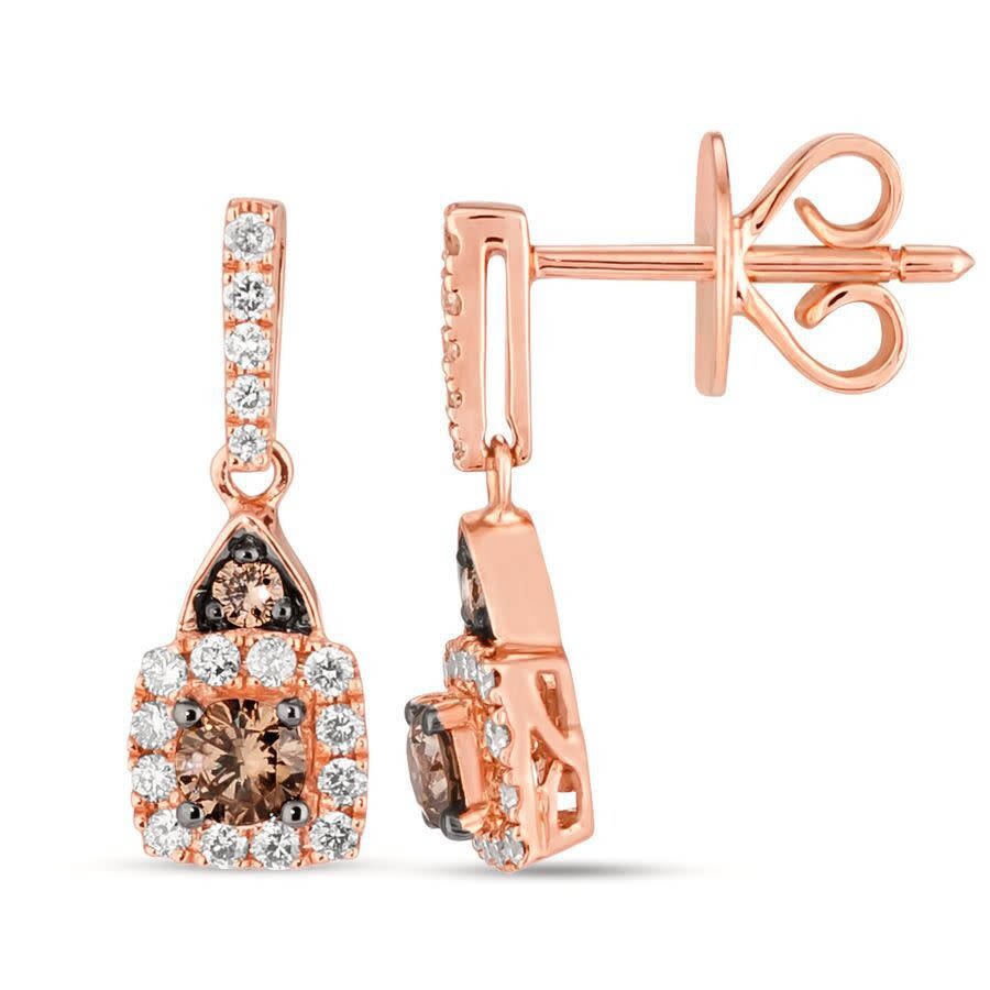 Le Vian Ladies Chocolate Solitaire Earrings set in 14K Strawberry Gold ...