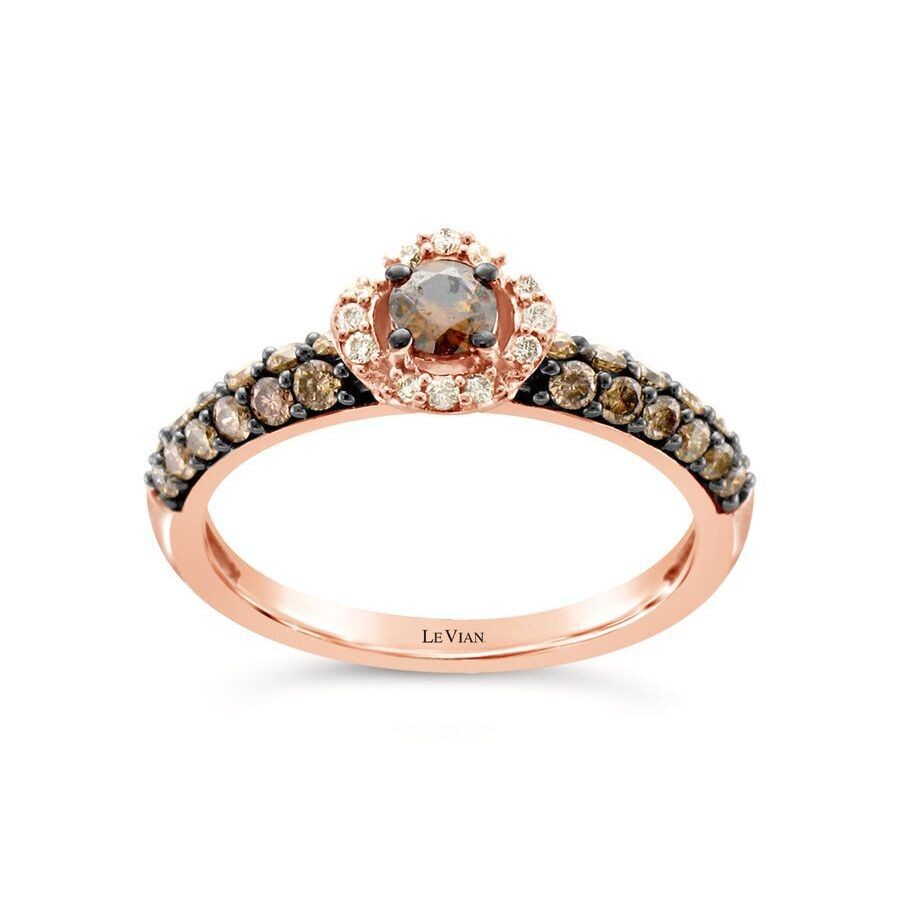 Le Vian Ladies Chocolate Solitaire Rings set in 14K Strawberry Gold ...