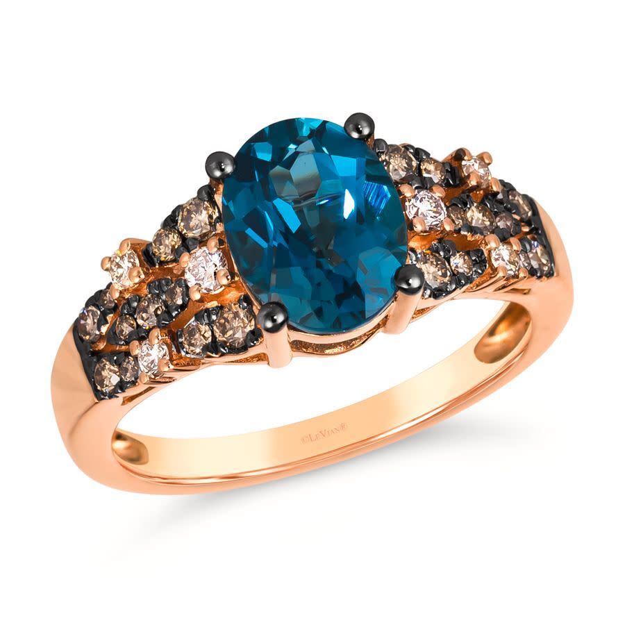 Le Vian Ladies Deep Sea Blue Topaz Mosaic Rings set in 14K Strawberry ...