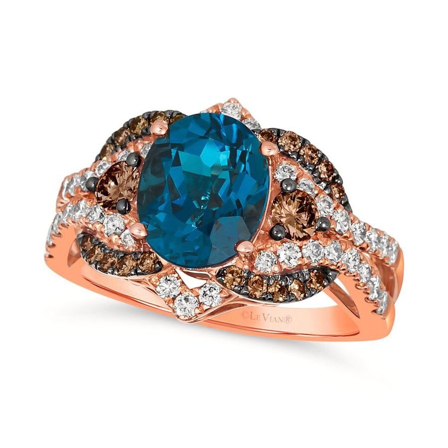Le Vian Ladies Deep Sea Blue Topaz Rings set in 14K Strawberry Gold ...