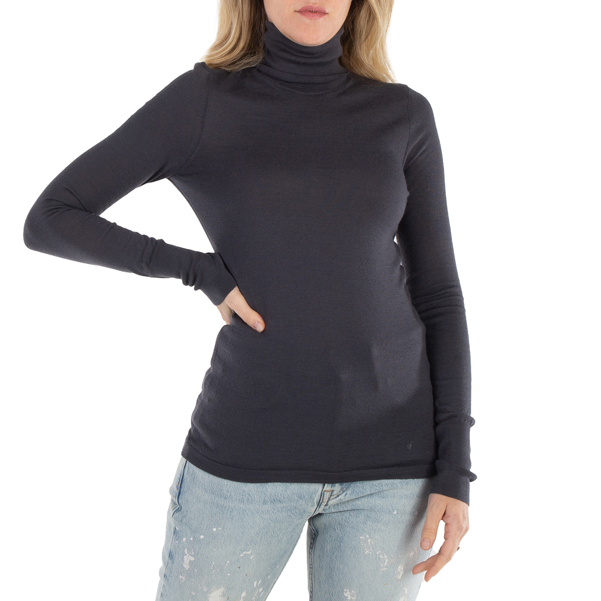 Lemaire Turtleneck Merino Wool Sweater, Size X-Small KN661 LK118 BK991 ...