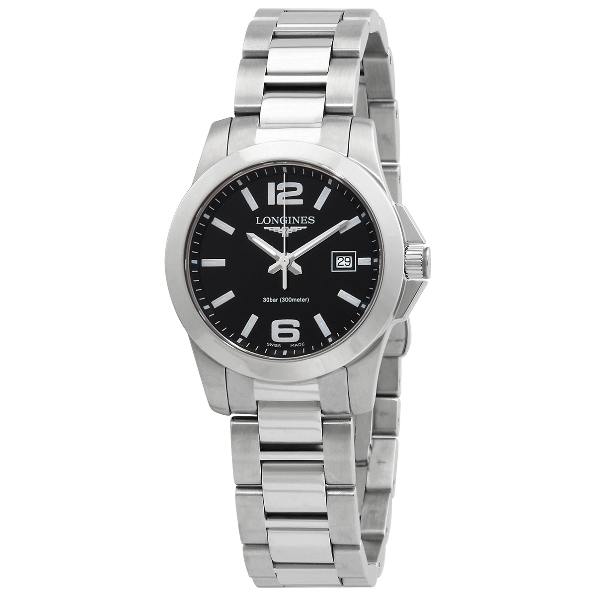 Longines Conquest Quartz Black Dial Ladies Watch L33764586 ...