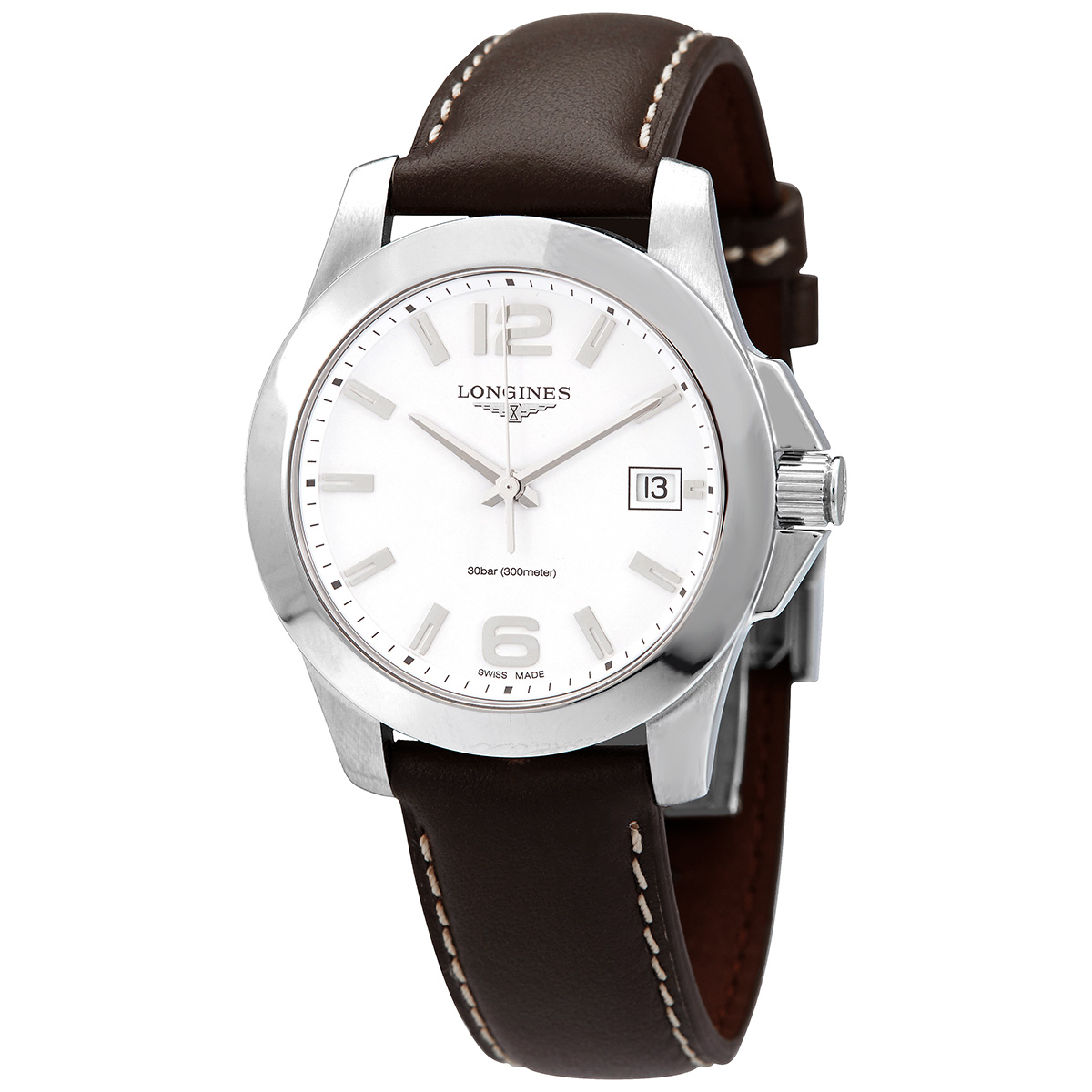 Longines Conquest Quartz White Dial Ladies Watch L3.377.4.16.5 ...