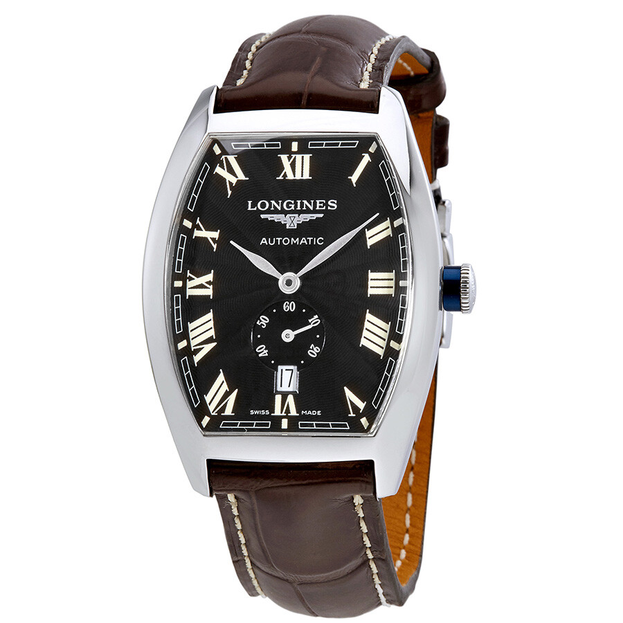Longines Evidenza Black Flinque Dial Automatic Men's Leather Watch L2.642.4.51.4 7612356104733 ...