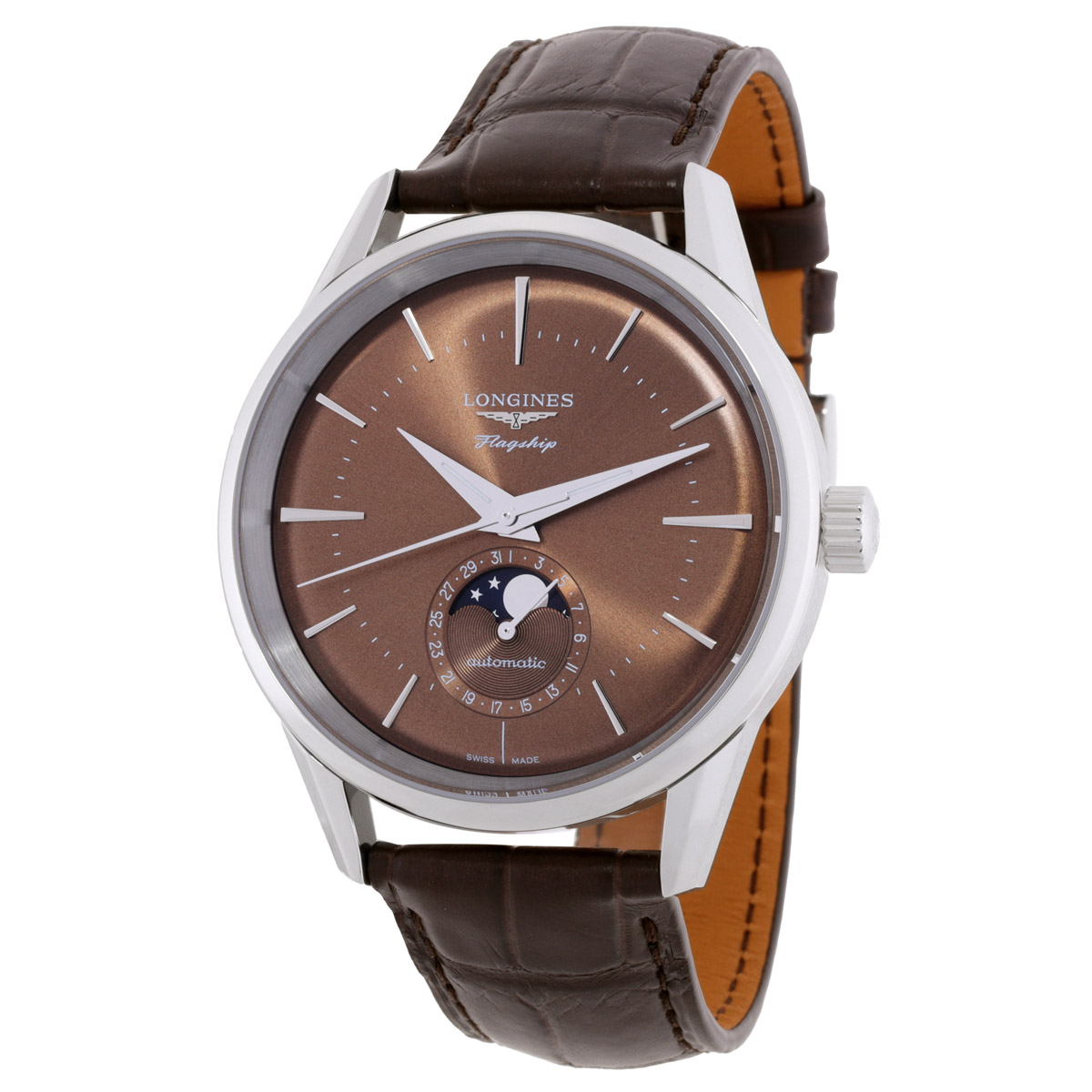 Longines Flagship Heritage Moonphase Automatic Moon Phase Brown Dial ...