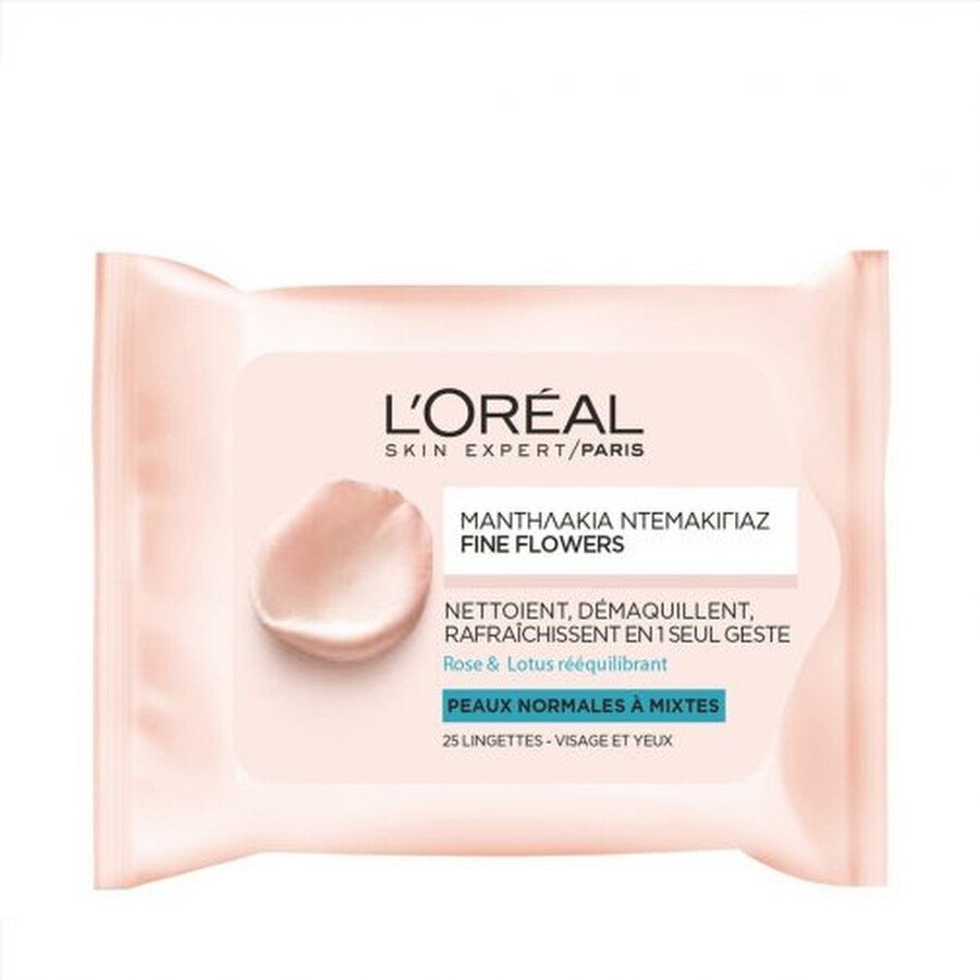 L'Oreal Fine Flowers Cleansing Wipes Normal to Combination Skin ...