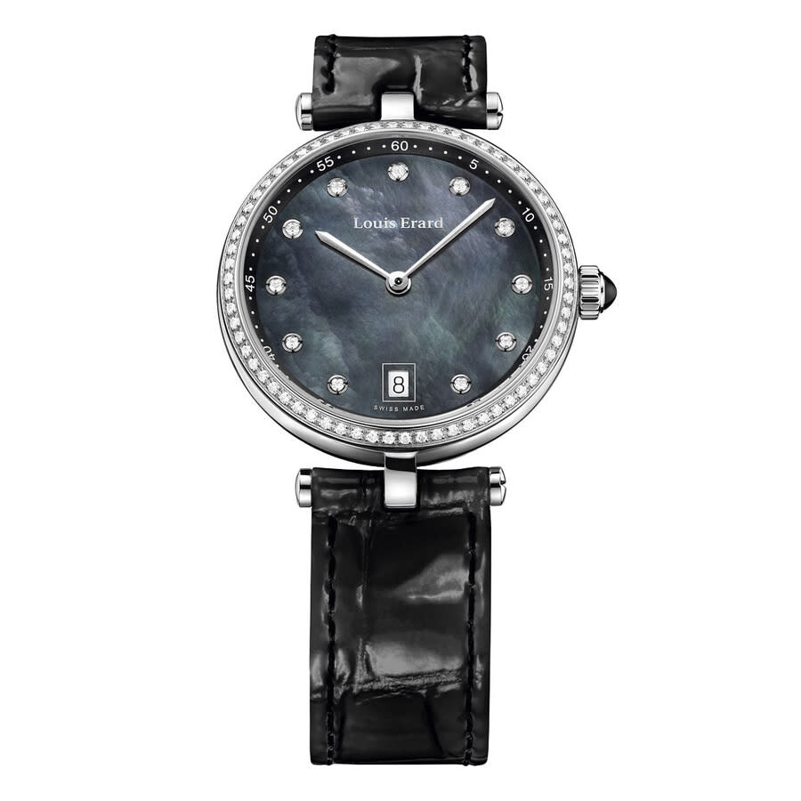 Louis Erard Romance Quartz Diamond Black Dial Ladies Watch 11810SE19 ...