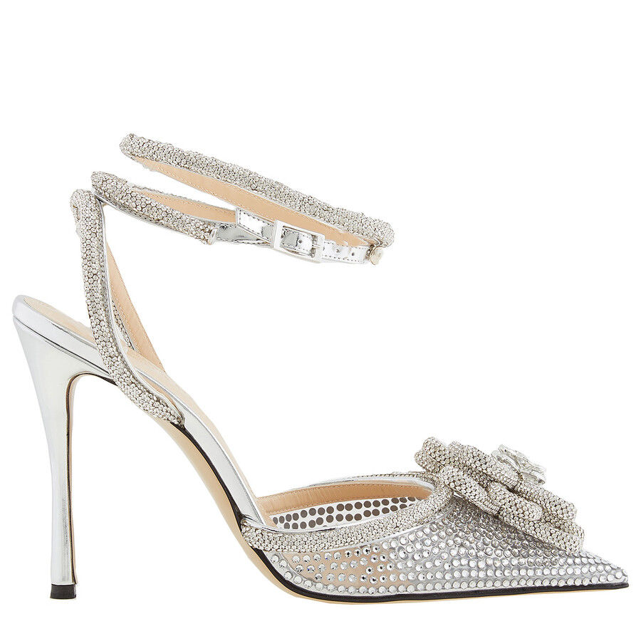 Mach & Mach Ladies Clear 110 Crystal Flower High Heel Pumps, Brand Size ...