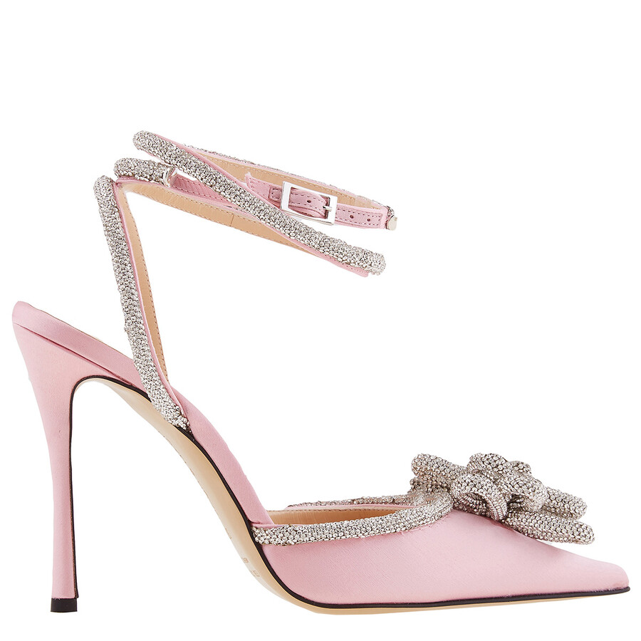 Mach & Mach Ladies Pink Satin 110 Crystal Flower High Heel Pumps, Brand ...