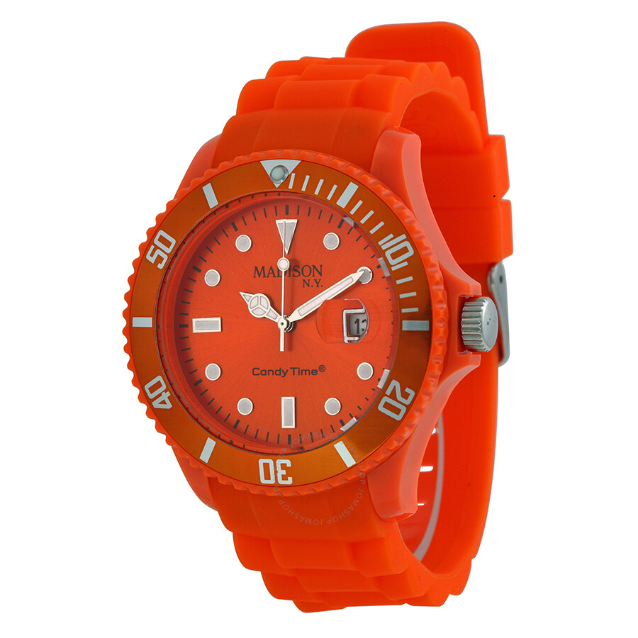 Madison Candy Time XL Orange Polycarbonate Unisex Watch G4167-04-1 ...