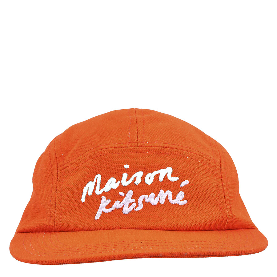 Maison Kitsune Neon Orange Mini Handwriting Baseball Cap, Size One Size ...