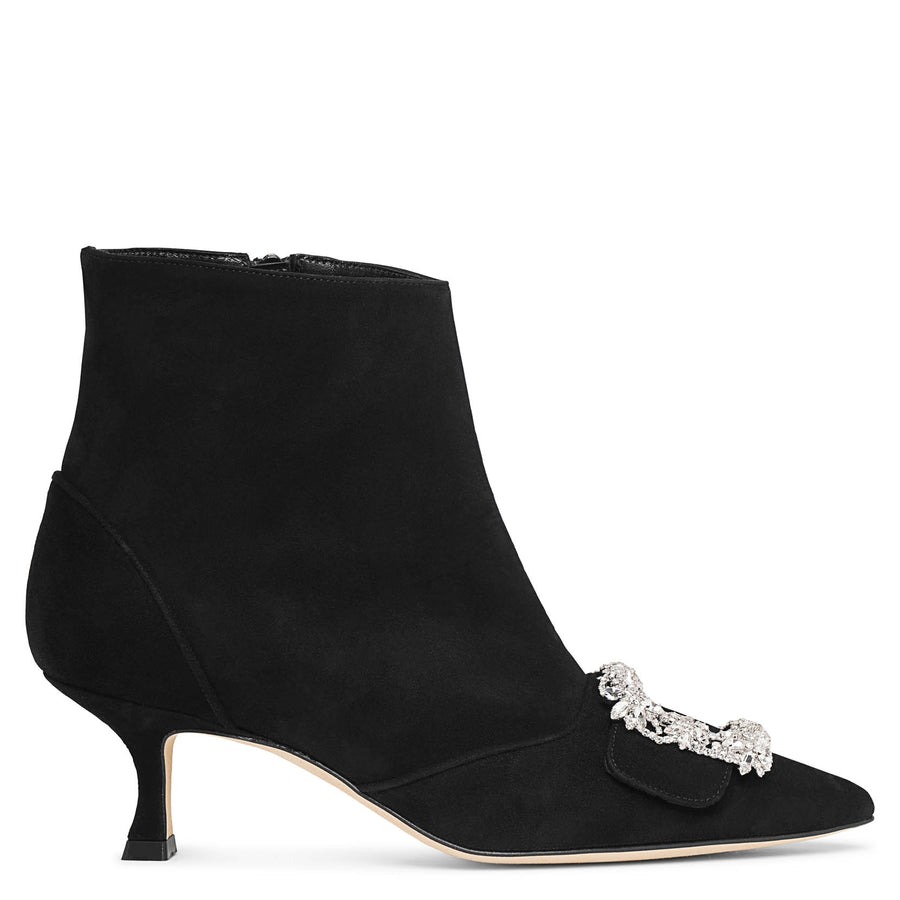 Manolo Blahnik Black Baylow Jewel Suede Ankle Boots, Brand Size 38 ( US ...