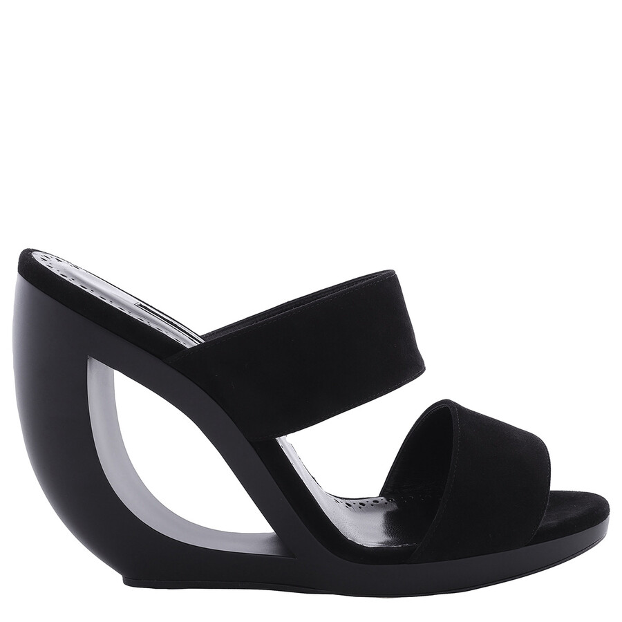 Manolo Blahnik Ladies Black Welli 105 Wedge Slide Sandals, Brand Size ...