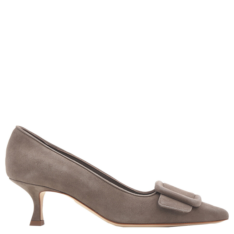 Manolo Blahnik Maysale 50 Suede Buckle Detail Pumps, Brand Size 36 ( US Size 6 ) 219-0173-3522 ...