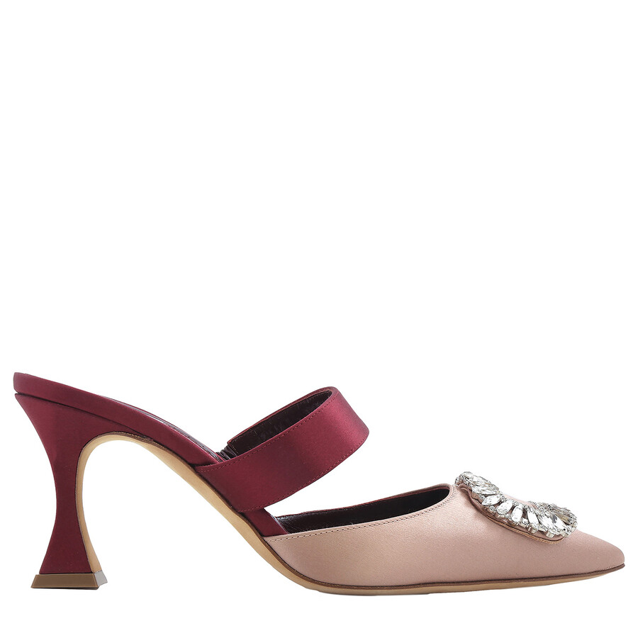 Manolo Blahnik Scapetamu Gala 70 Crystal Buckle Satin Mules, Brand Size ...