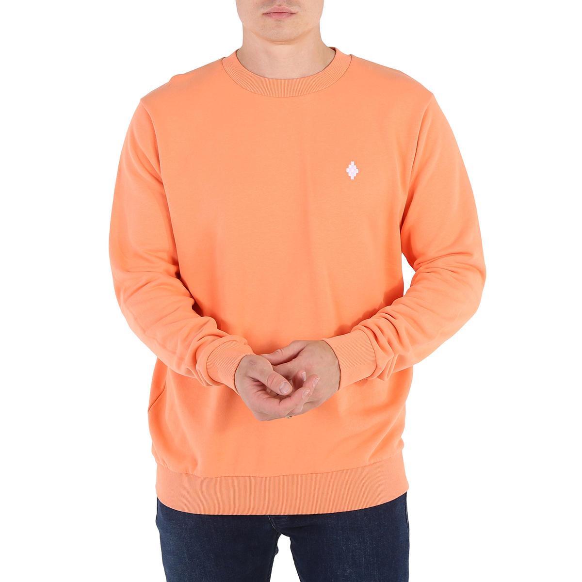 Marcelo Burlon Men's Orange Tempera Cross Print Sweatshirt, Size Large ...