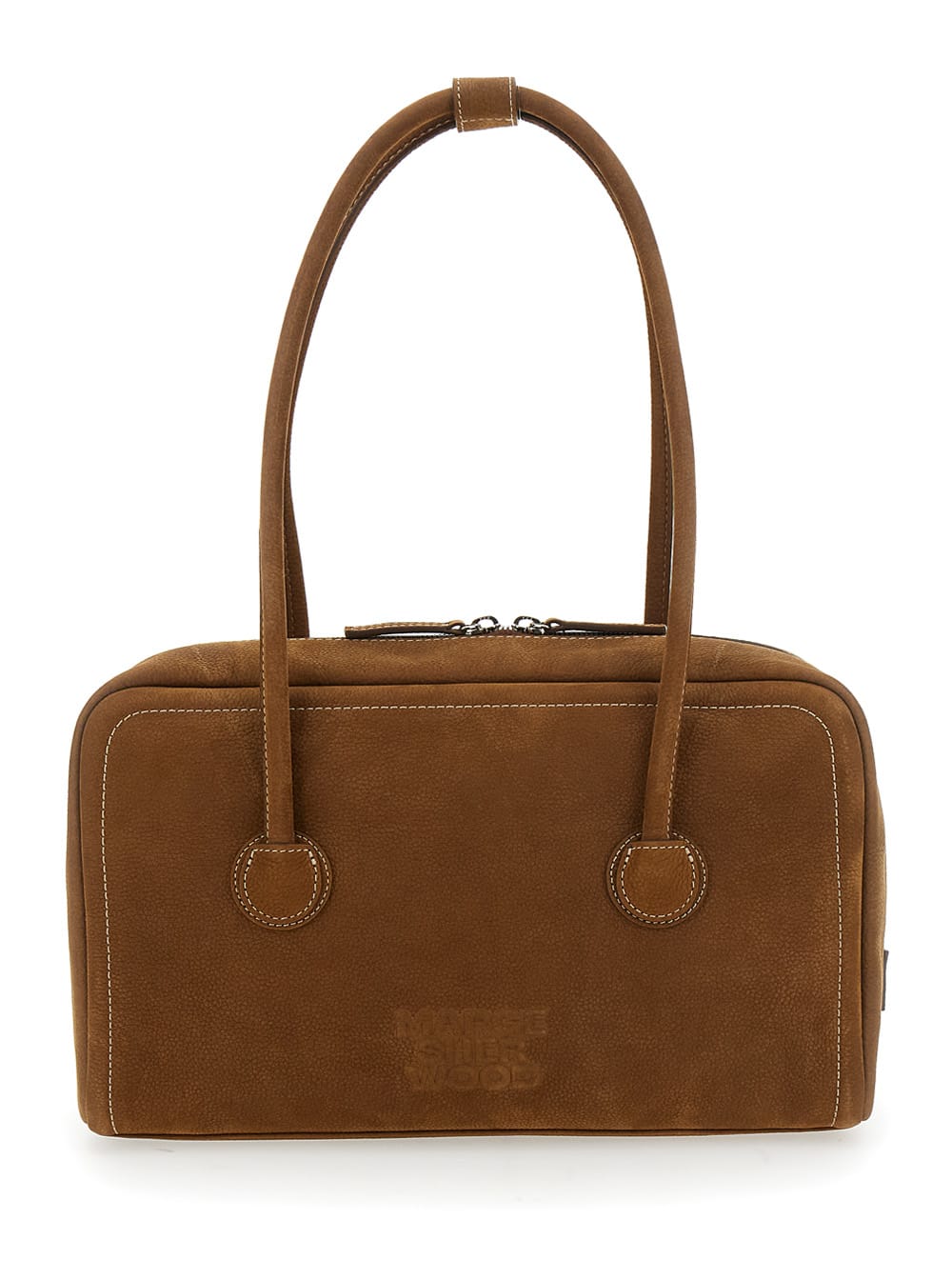 Marge Sherwood boston Beige Shoulder Bag With Embossed Logo Lettering ...