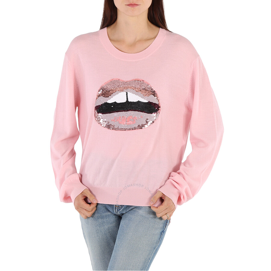 Markus Lupfer Ladies Sequin Lips Sweater in Pink, Size Small KN2837 ...