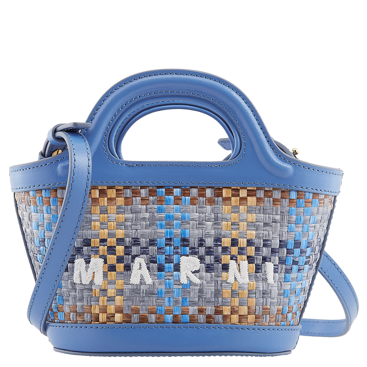 Marni Embroidered Logo Micro Tropicalia Interwoven Tote Bag BMMP0096U5 ...
