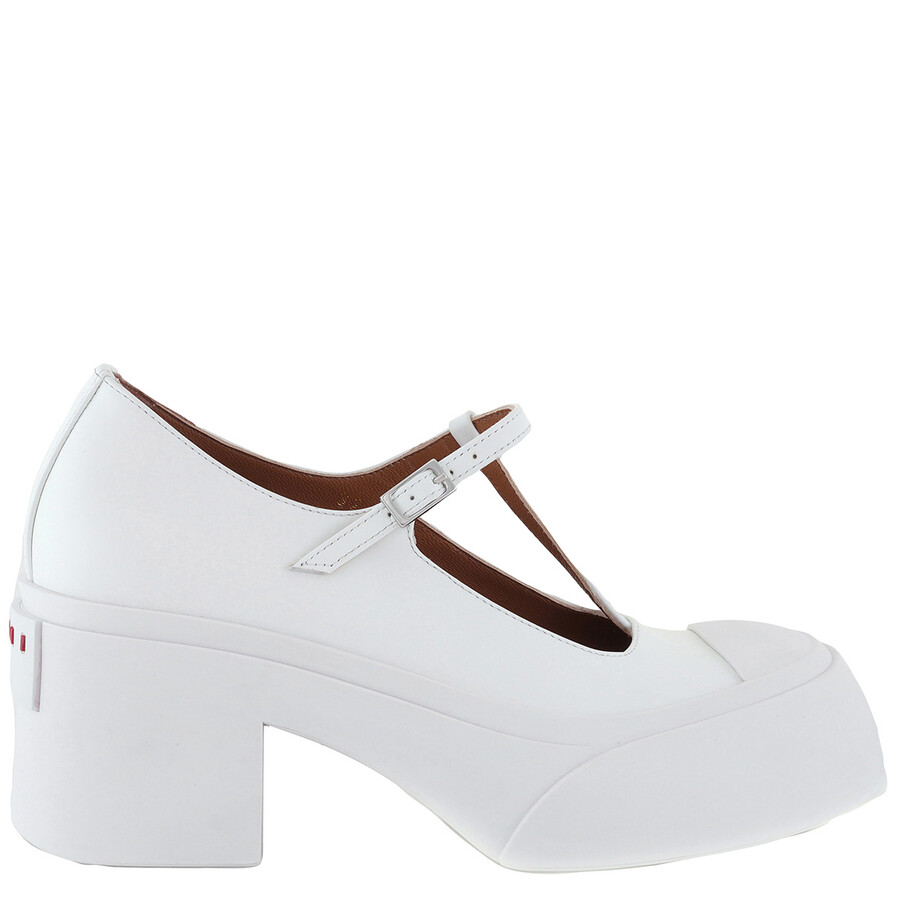 Marni T-Bar Mary Jane Pablo Pumps, Brand Size 36 ( US Size 6 ) SNZW018640-LILY WHITE - Shoes ...
