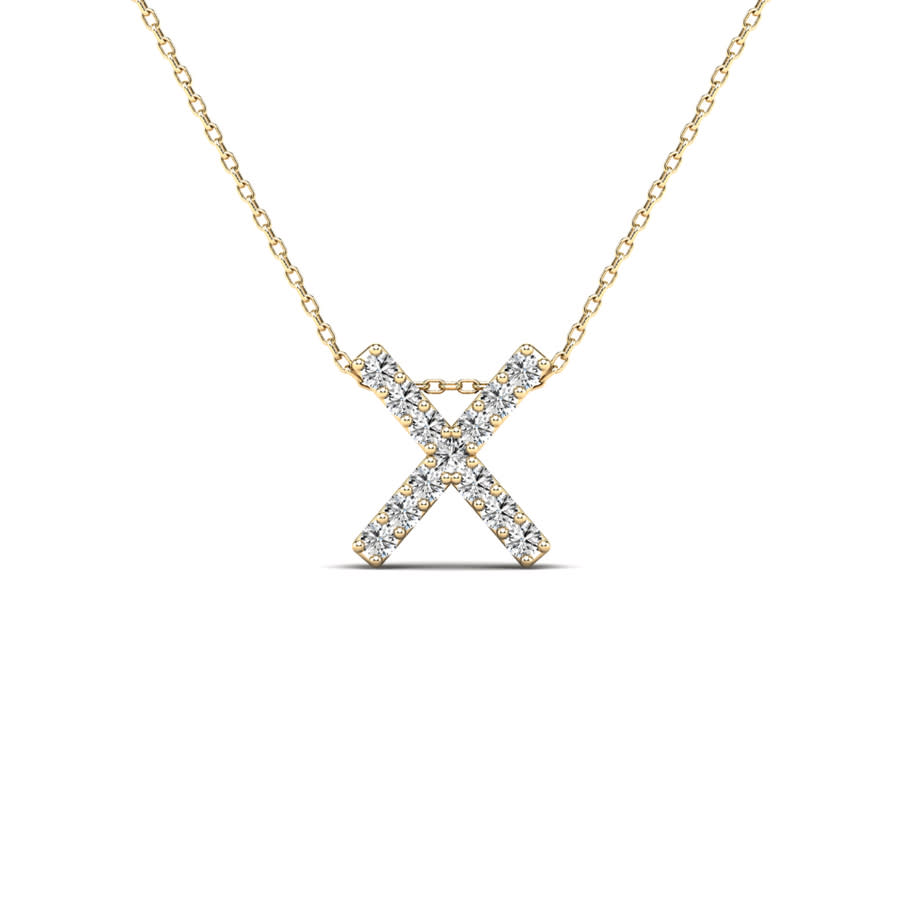 Maulijewels 0.13 Carat Natural Diamond Initial " X " Pendant Necklace ...