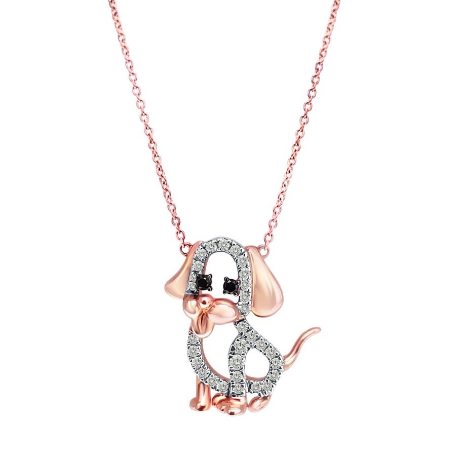 Maulijewels 0.21 Carat Black & White Diamond PUPPY Dog Pendant Necklace ...