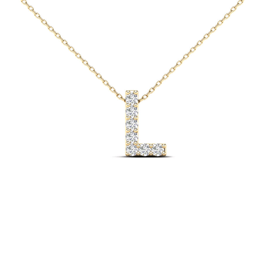 Maulijewels 14K Yellow Gold 0.07 Ct Natural Prong Set Diamond Initial ...