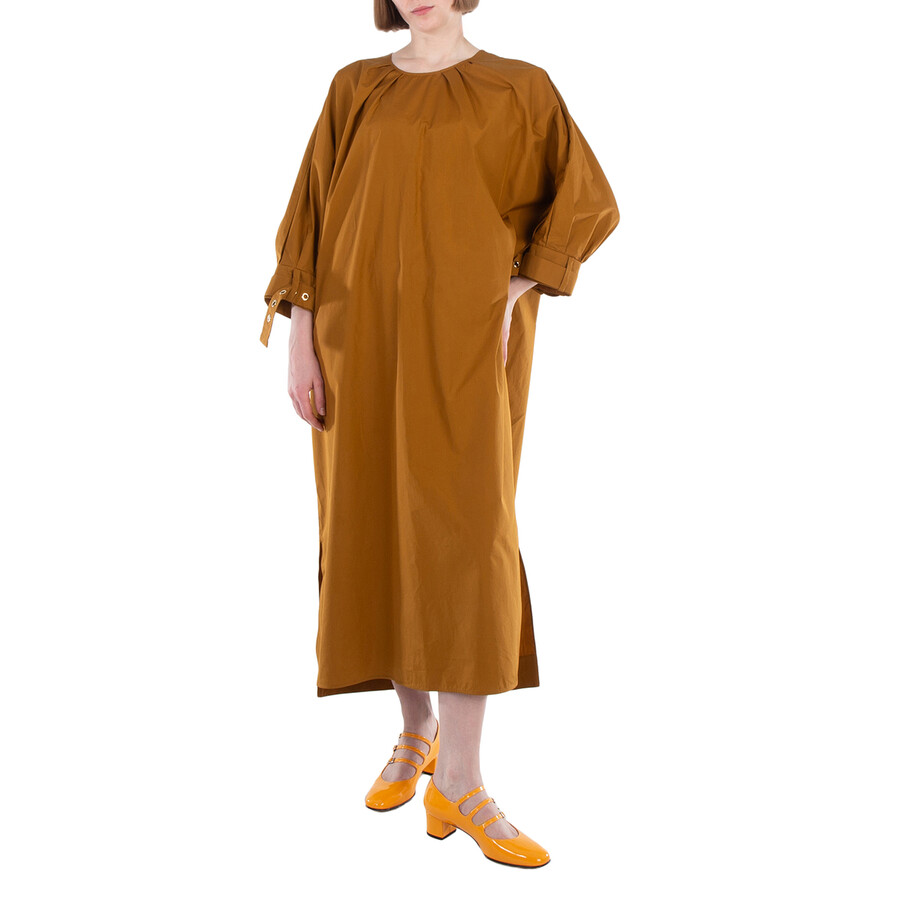 Max Mara Poplin Dress With Buckles In Yellow | ModeSens