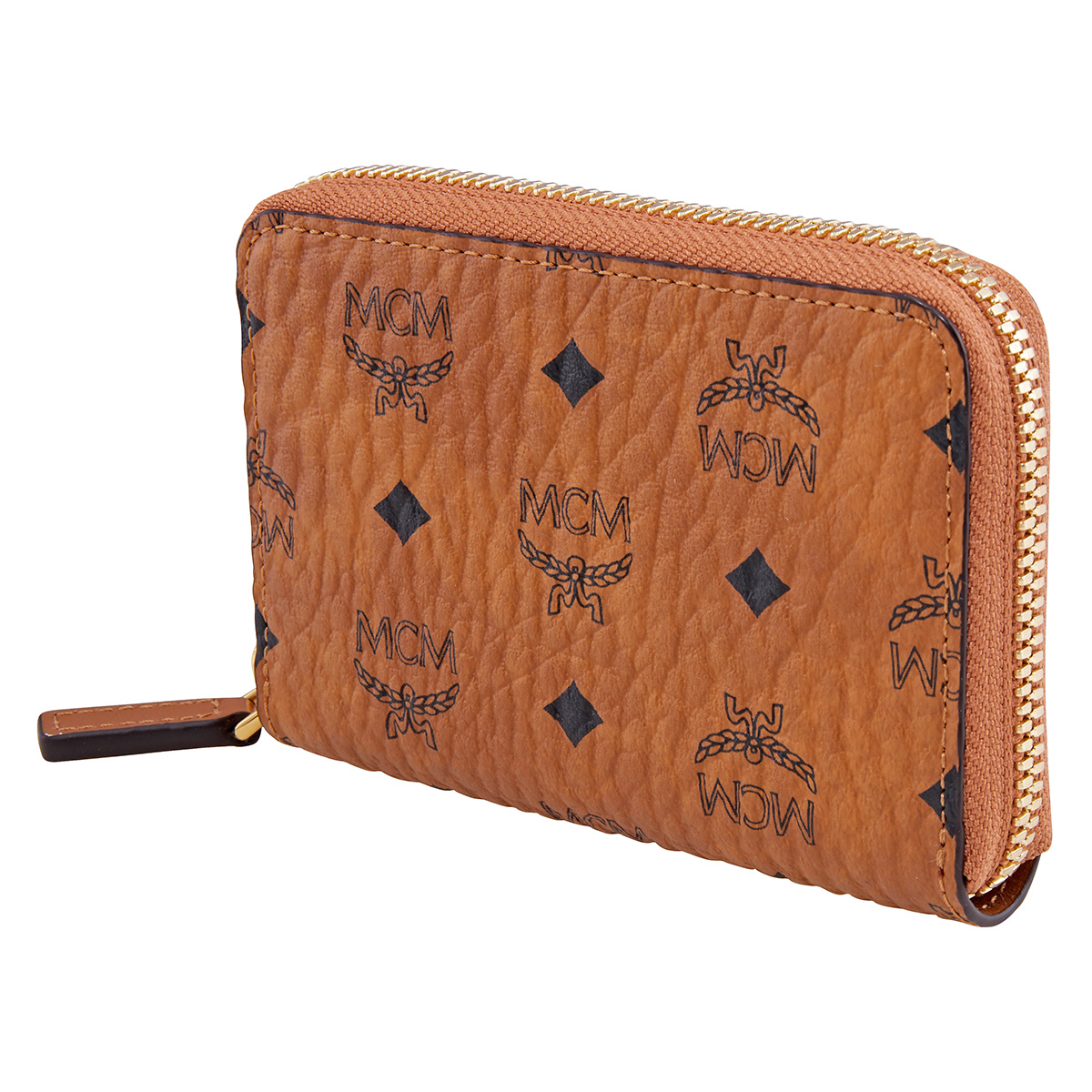 MCM Cognac Visetos Original Zipper Card Wallet MXZ9AVI57CO ...