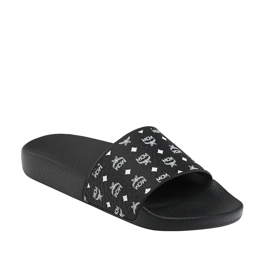 Mcm Men's Monogram Print Black Rubber Slides, Brand Size 41 ( US Size 8 ...