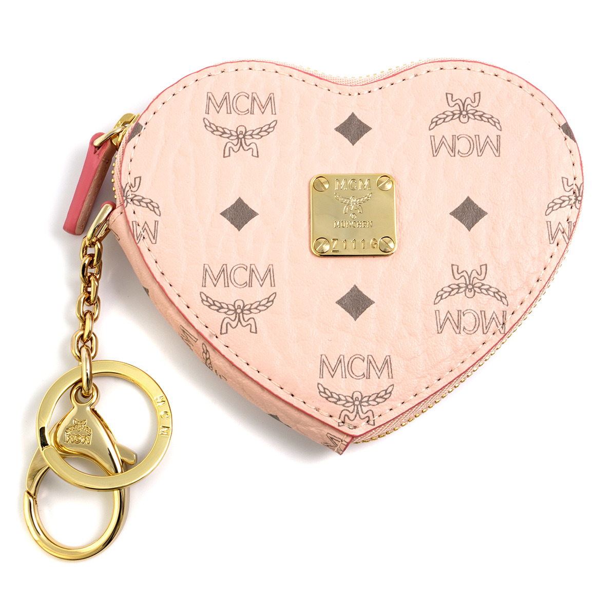 MCM Pink Ladies Heart Coin Pouch Charm in Visetos MYIASVI01CO001 ...