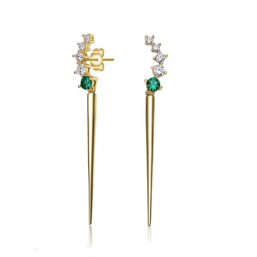 Megan Walford 14k Yellow Gold Plated with Emerald & Cubic Zirconia ...