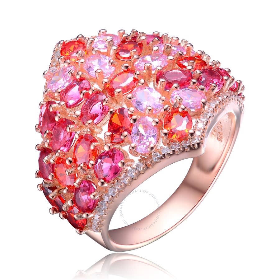 Megan Walford Rose Gold Plated Red Cubic Zirconia Accent Ring JSMT9983 ...