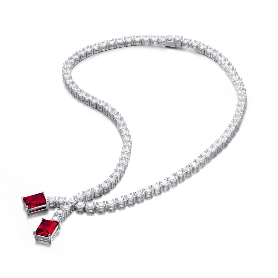Megan Walford Sterling Silver Two-Stone Tennis Chain Collar Necklace ...