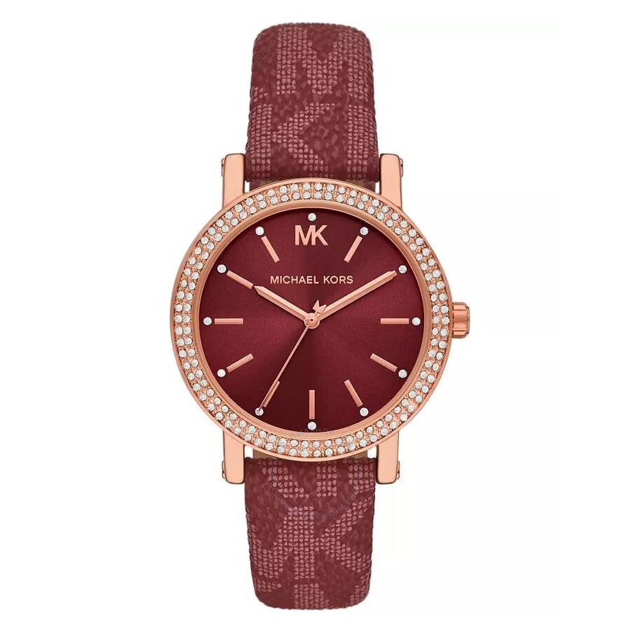 Michael Kors Corey Quartz Crystal Mulberry Dial Ladies Watch MKO1025 796483626317 - Watches ...