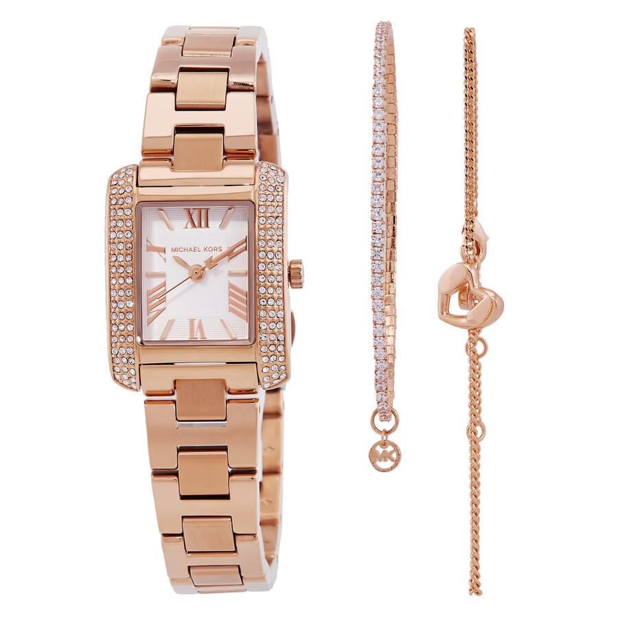 Michael Kors Emery Quartz Crystal Ladies Watch and Bracelets Gift Set ...