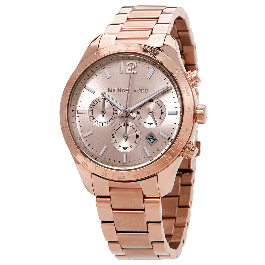 Michael Kors Layton Chronograph Quartz Rose Dial Ladies Watch MK6796 ...