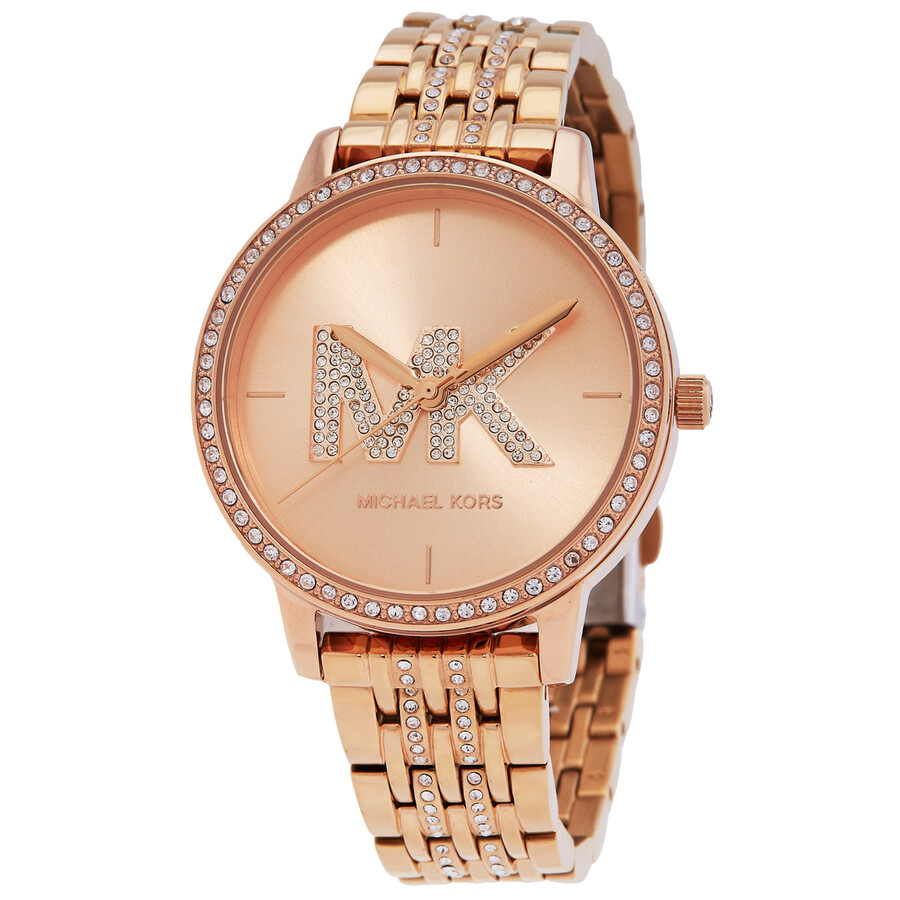 Michael Kors Melissa Pave Quartz Rose Gold Dial Ladies Watch MK4372 796483430860 - Watches ...