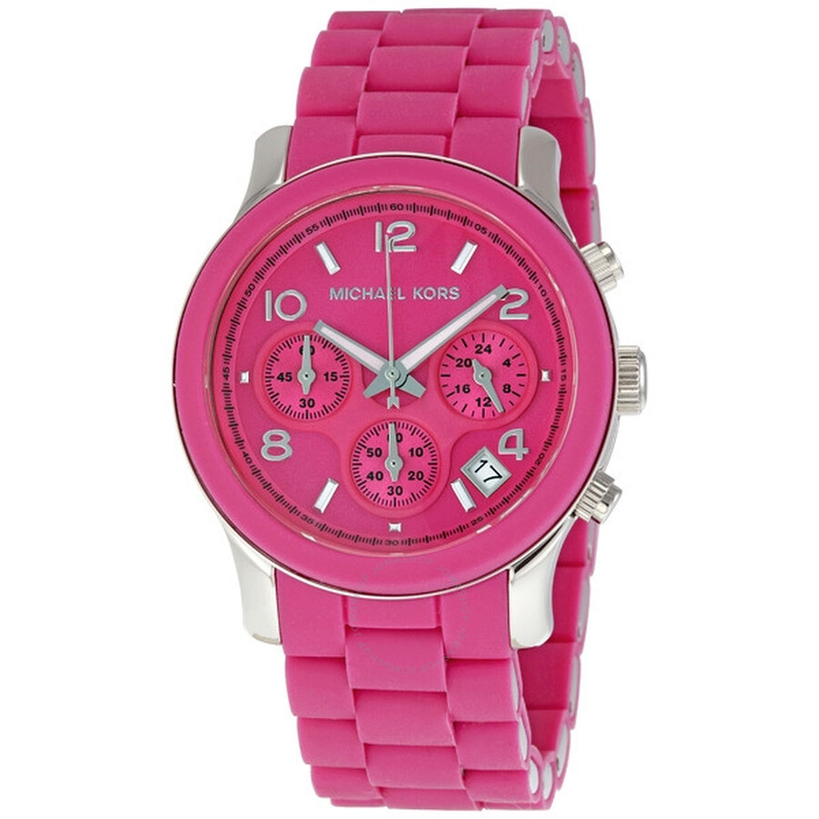 Michael Kors Pink Silver-tone Chronograph Ladies Watch MK5206 ...