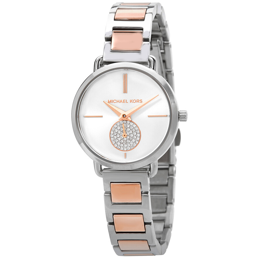 Michael Kors Portia Quartz Silver Dial Ladies Watch MK4453 796483466203 ...